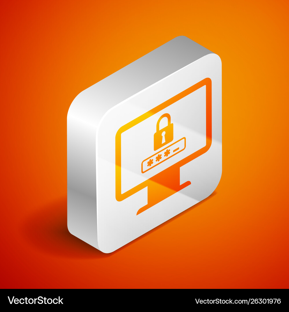 Isometric monitor with password notification Vector Image