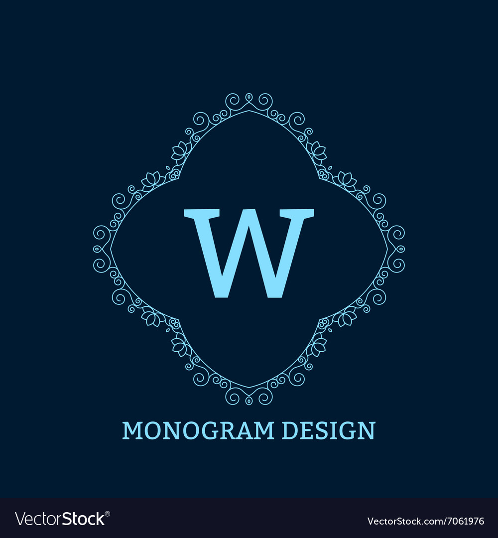 Linear blue monogram Royalty Free Vector Image
