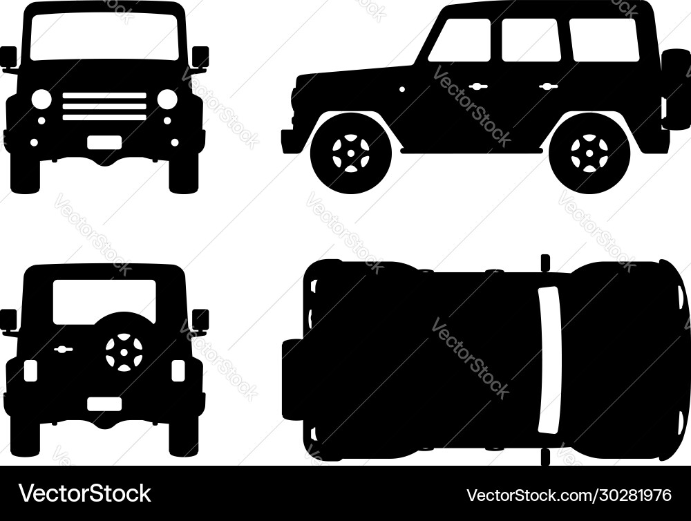 Off-road truck black icons Royalty Free Vector Image