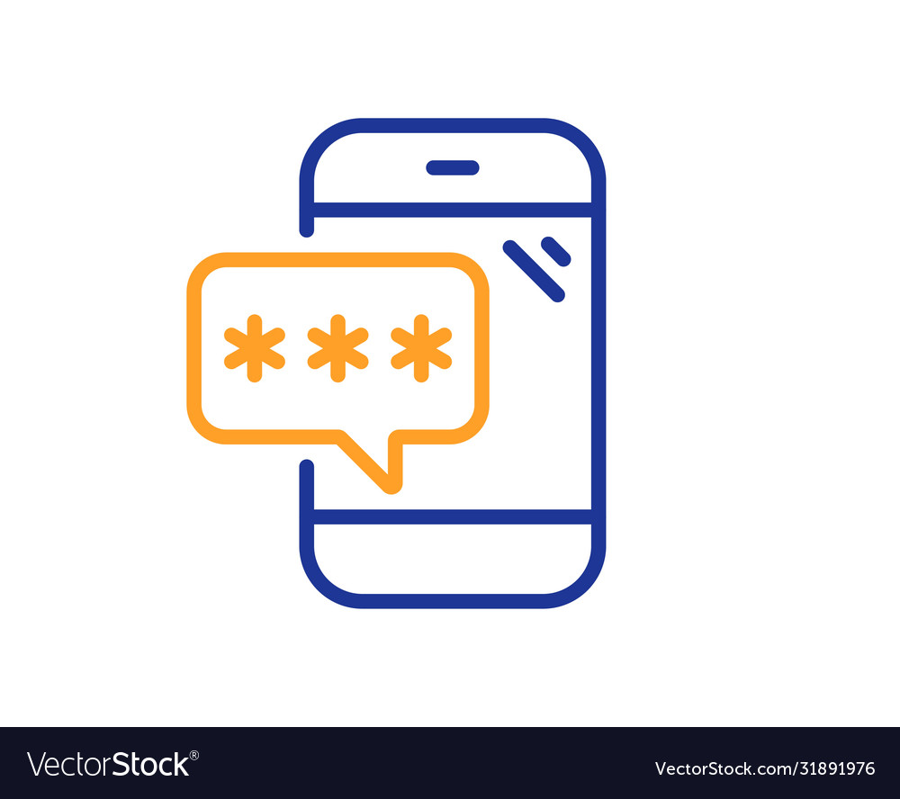 Phone password line icon cyber defence sign Vector Image Phone password line icon cyber defence sign Vector Image