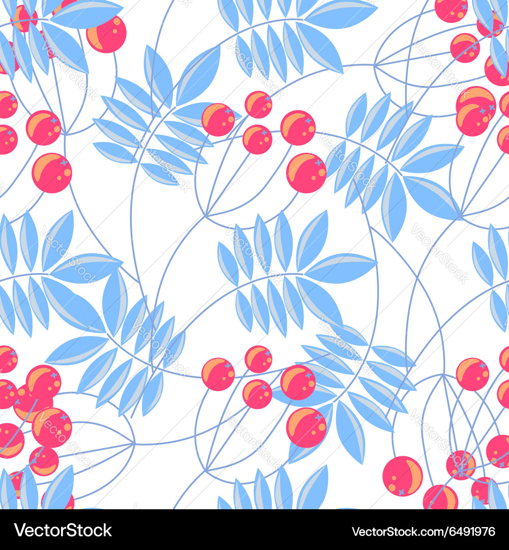 Rowanberry branch seamless pattern Royalty Free Vector Image