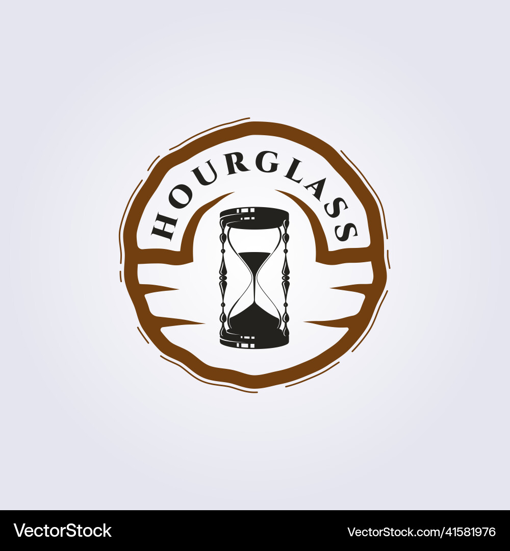 Simple antique hourglass badge logo Royalty Free Vector