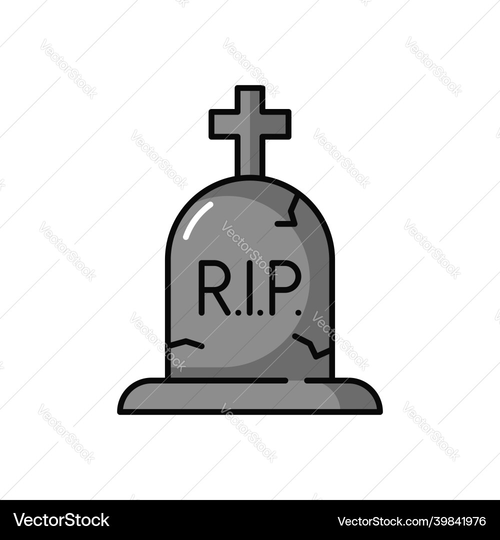 Tombstone and cross icon rip headstone isolated Vector Image