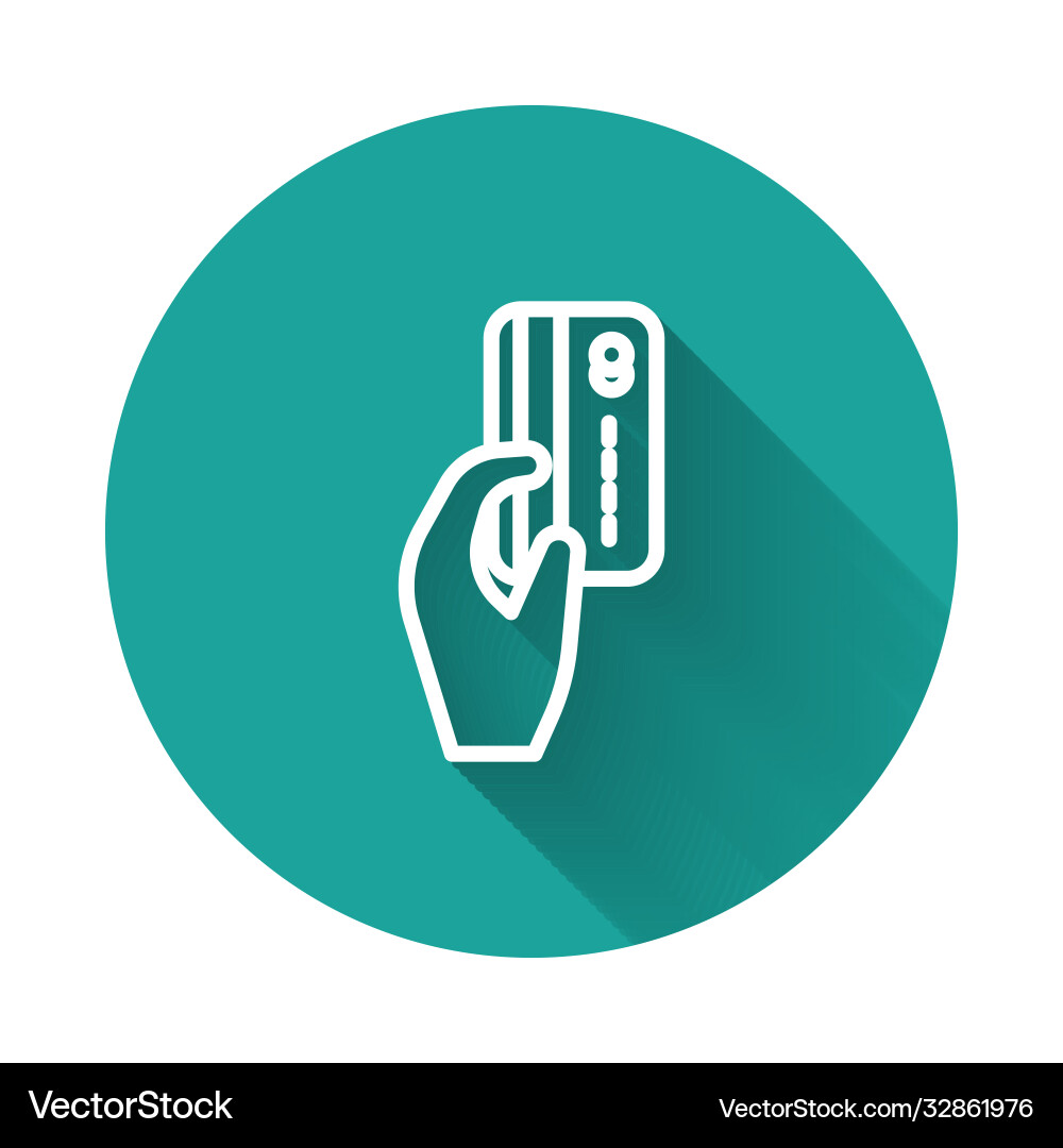 White line human hand holding with credit card Vector Image