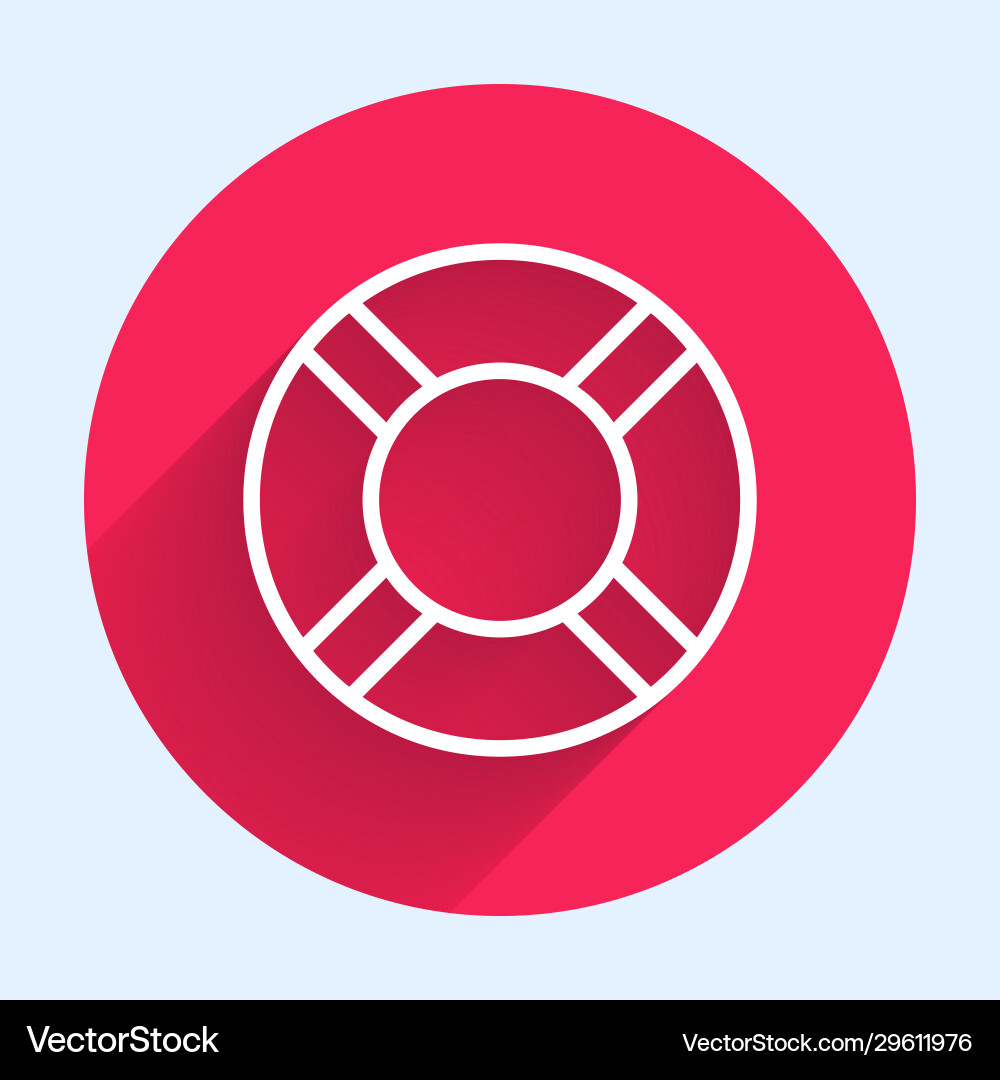 White line lifebuoy icon isolated with long shadow