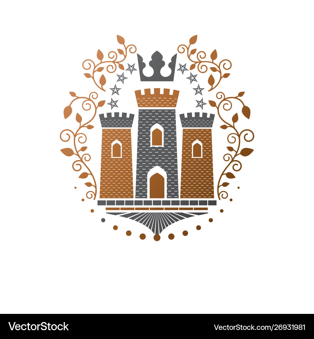 Ancient fort emblem heraldic coat arms Royalty Free Vector