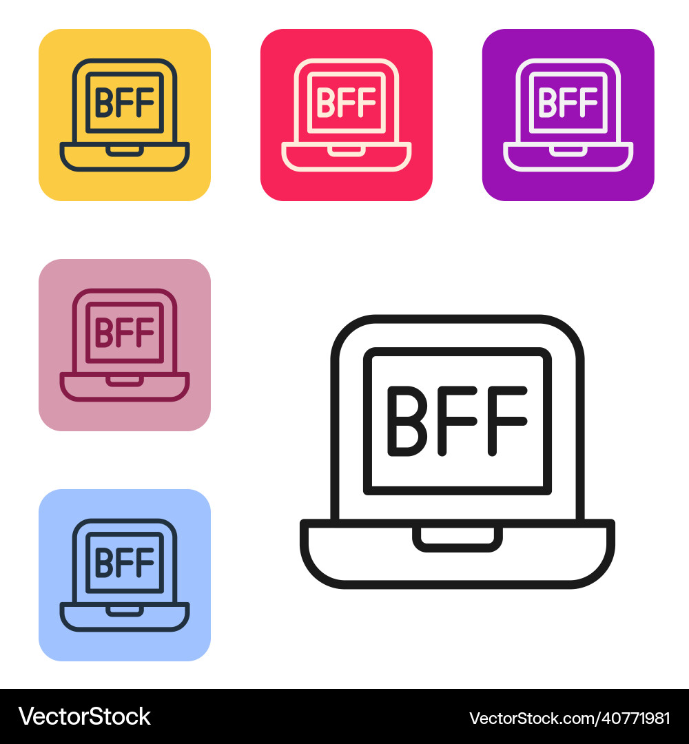 Black line bff or best friends forever icon Vector Image