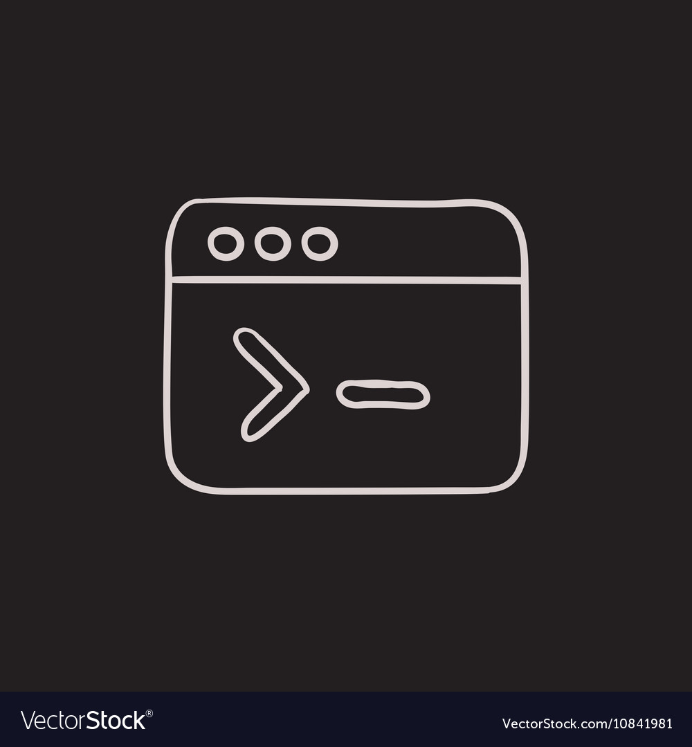 Browser window with command line sketch icon Vector Image