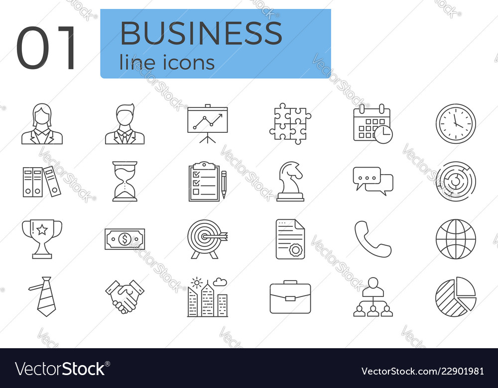 Business related line icons set Royalty Free Vector Image
