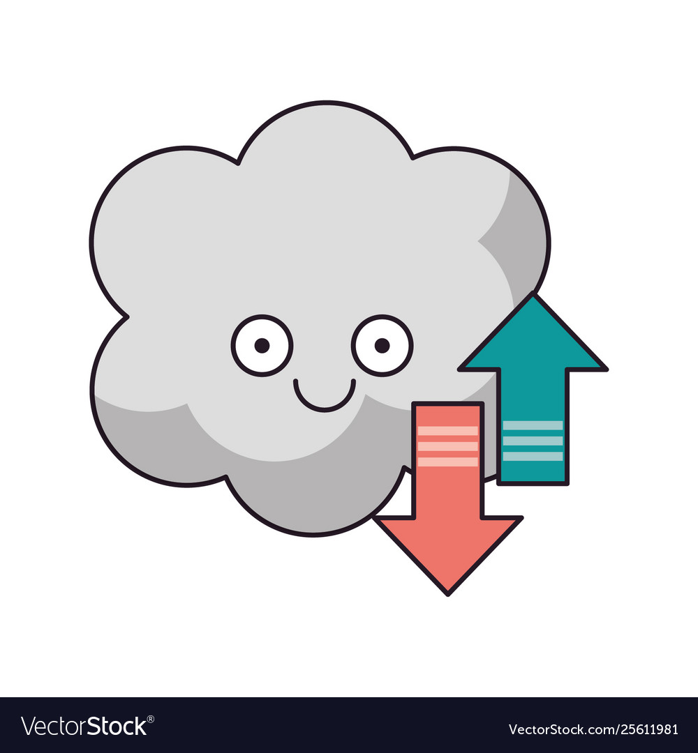 Cloud computing cute cartoon Royalty Free Vector Image