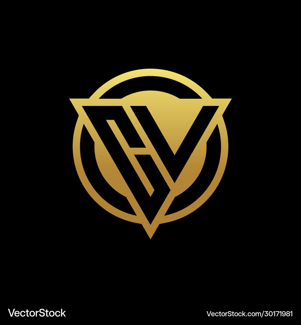 Cv logo monogram with triangle shape and circle Vector Image