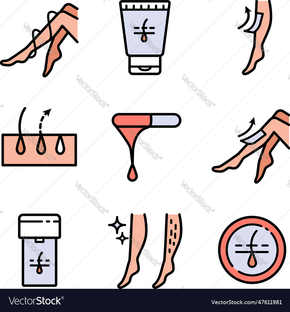 Hair removal icons wax therapy icon outline Vector Image