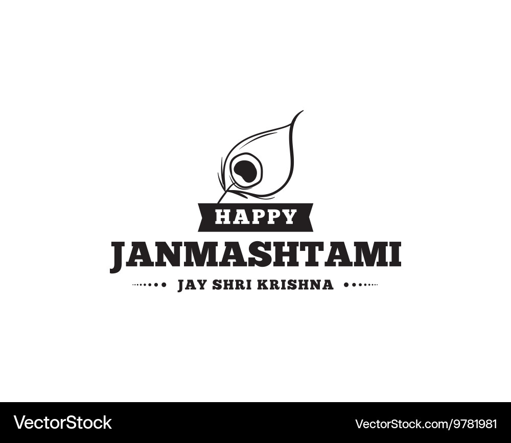 Happy janmashtami festival typographic Royalty Free Vector