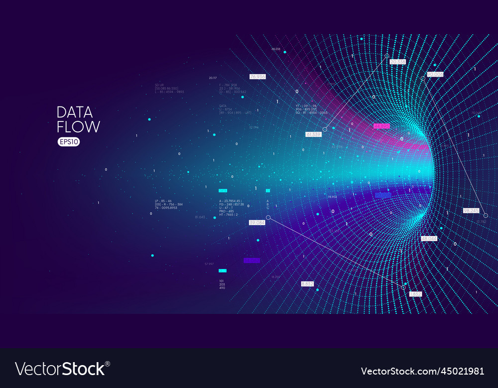 High-speed big data flow tunnel database funnel Vector Image