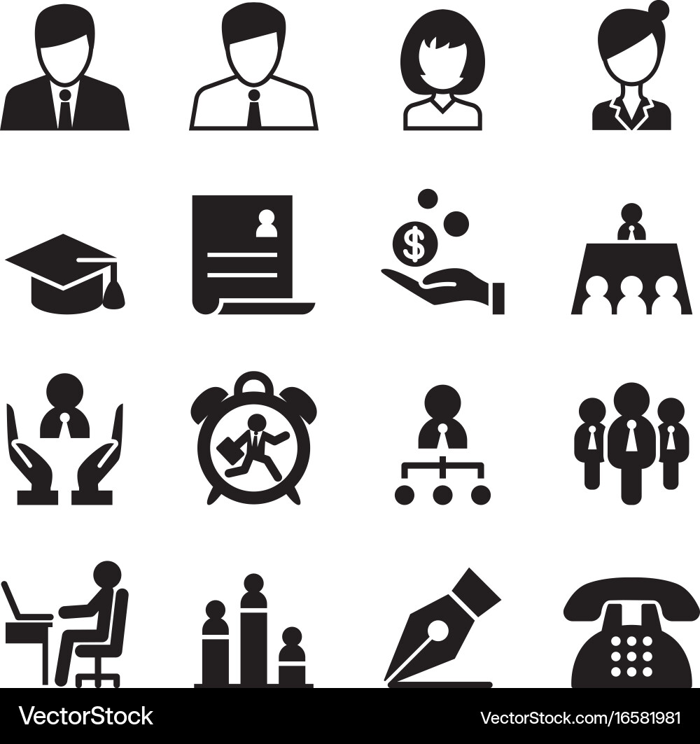 Human resource business management icons set Vector Image