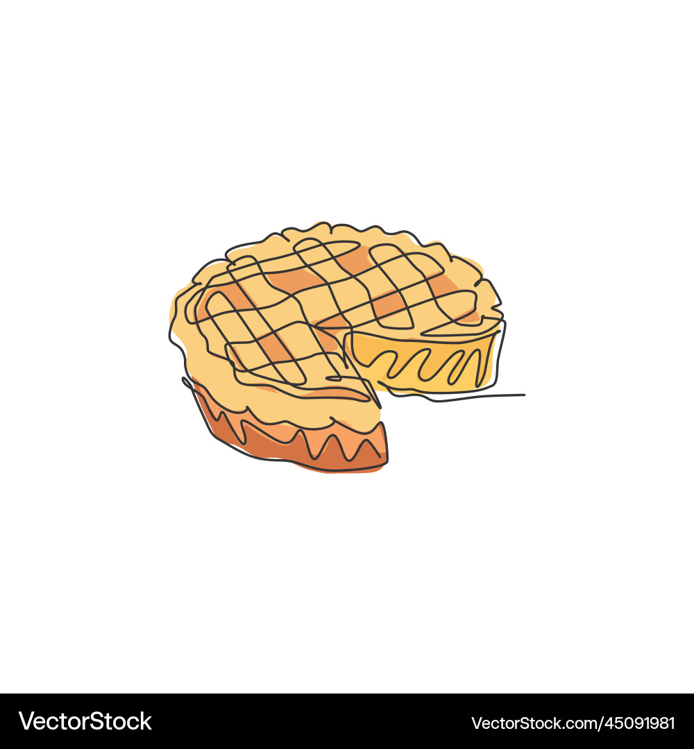 One continuous line drawing of fresh delicious Vector Image