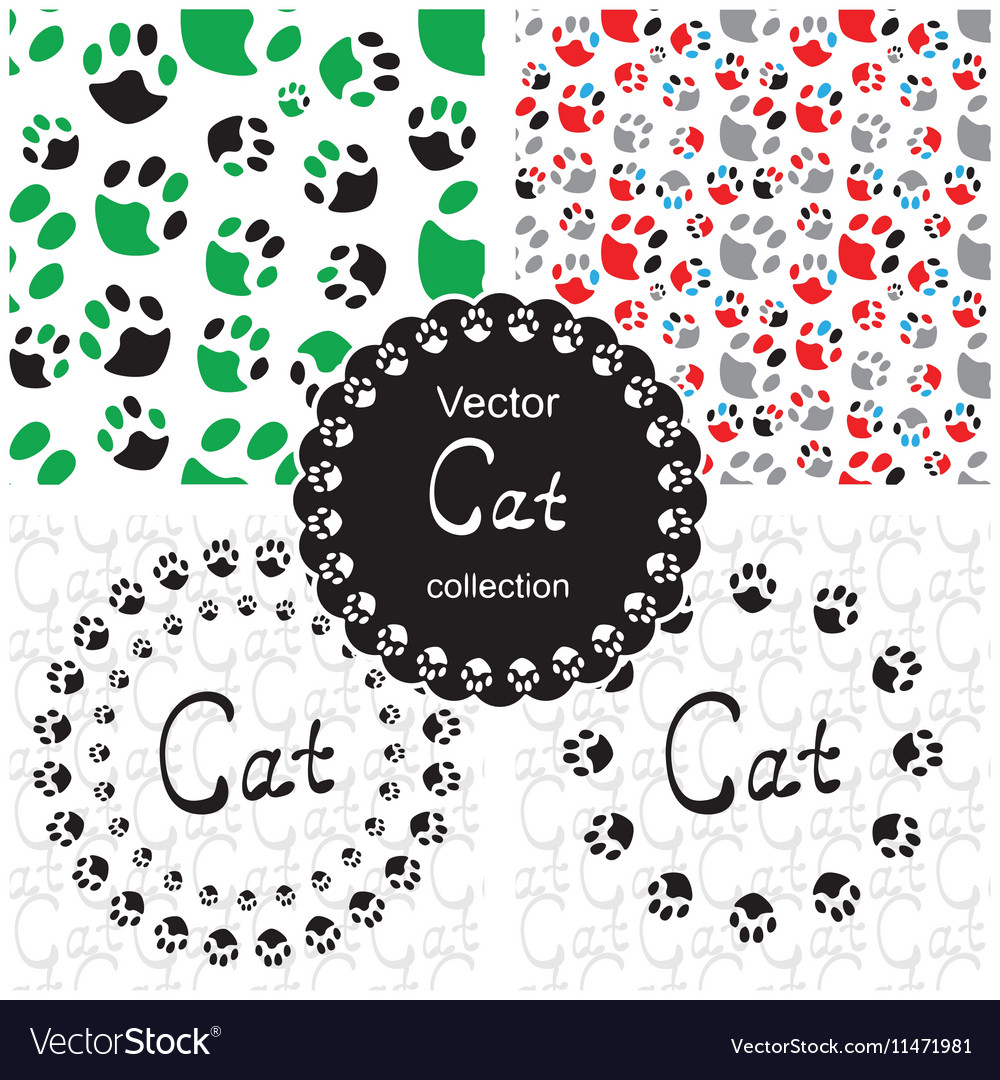 Pattern with cat paw Royalty Free Vector Image