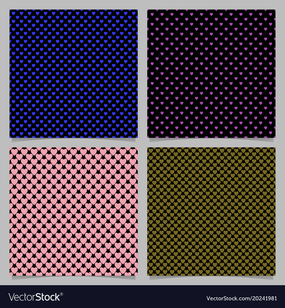 Repeating heart pattern background set - love Vector Image