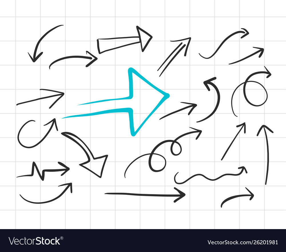 Set hand drawn doodle arrows Royalty Free Vector Image
