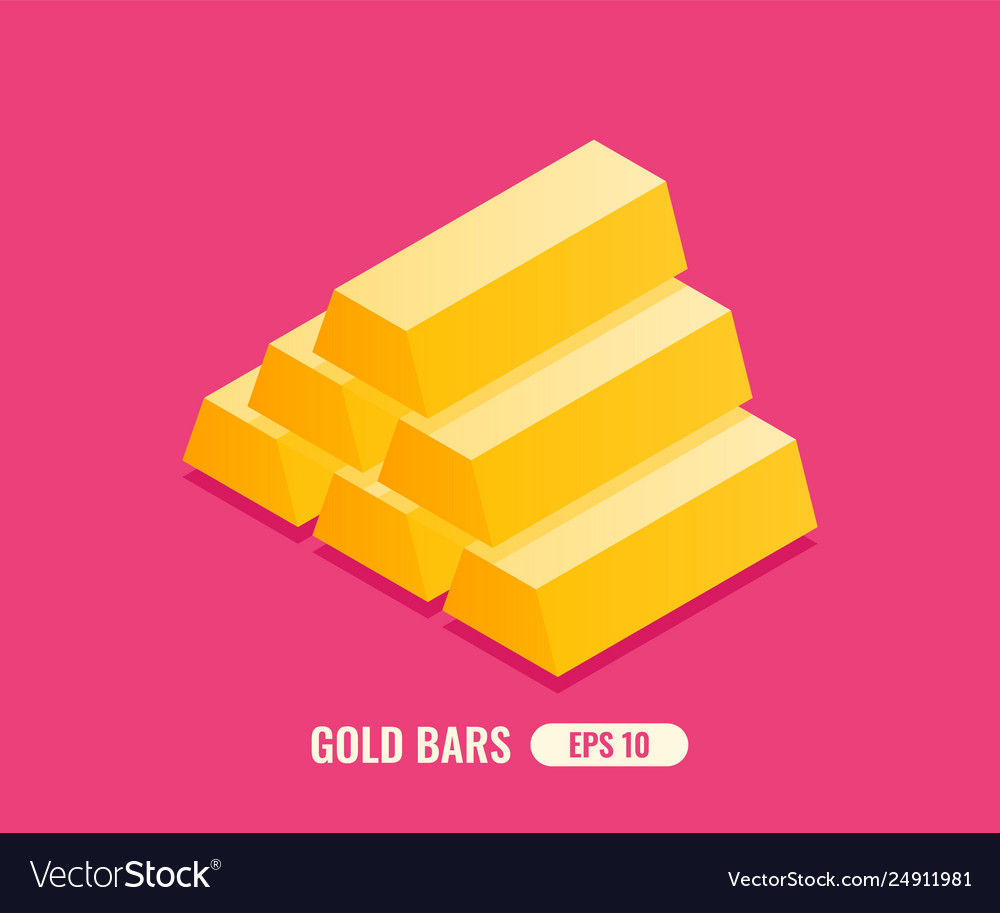 Stack shining gold bars Royalty Free Vector Image