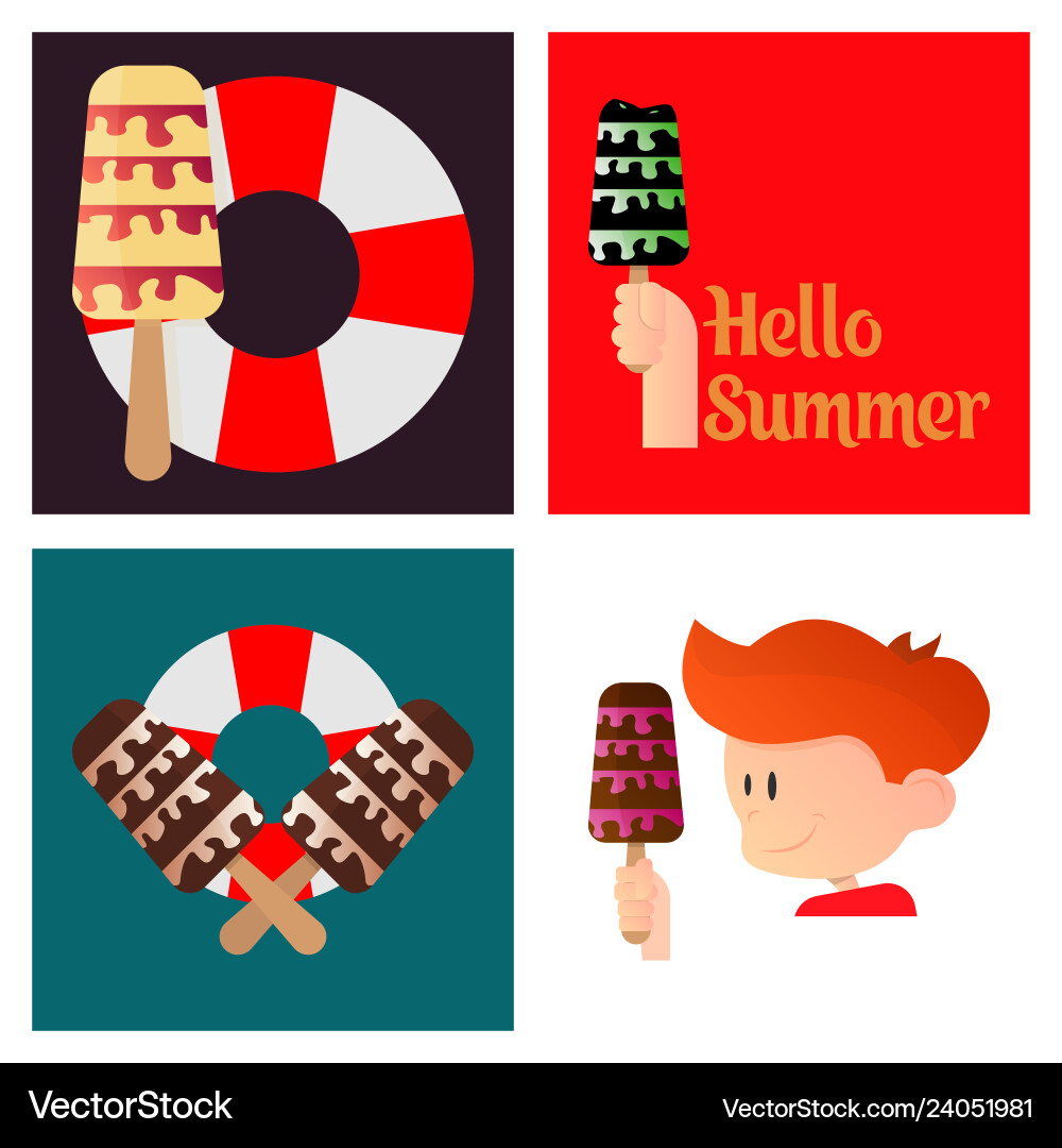 Summer time poster with cute in cartoon Royalty Free Vector