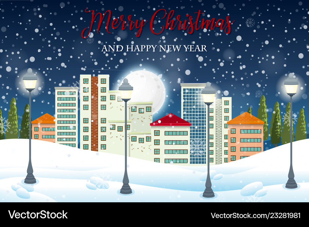 Urban city winter landscape Royalty Free Vector Image