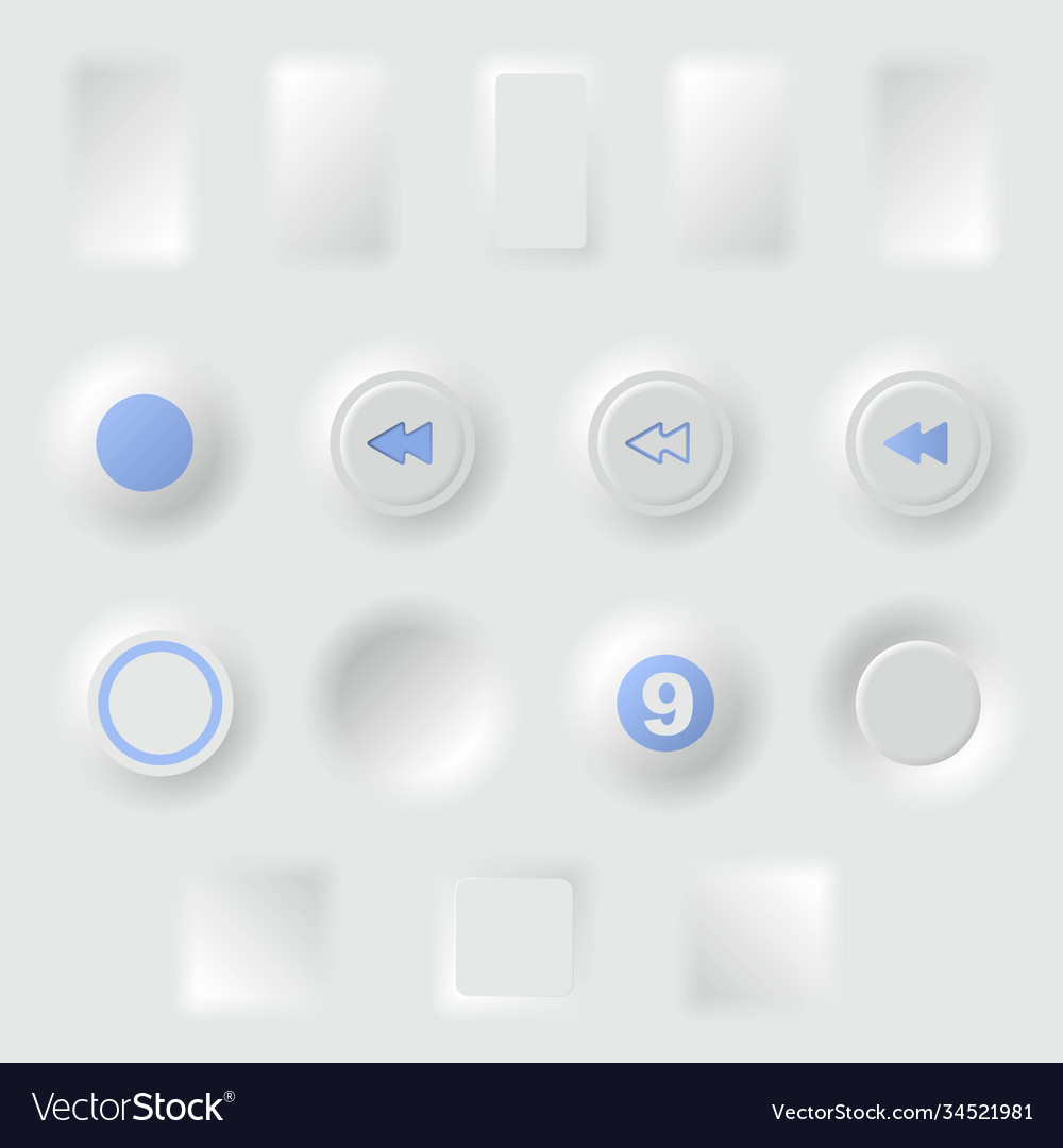 White buttons different forms Royalty Free Vector Image