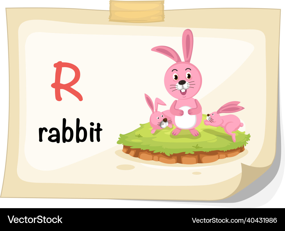 Animal alphabet letter r for rabbit Royalty Free Vector