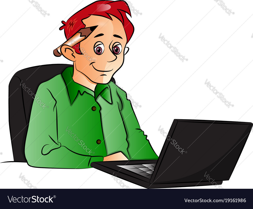 Businessman using laptop Royalty Free Vector Image