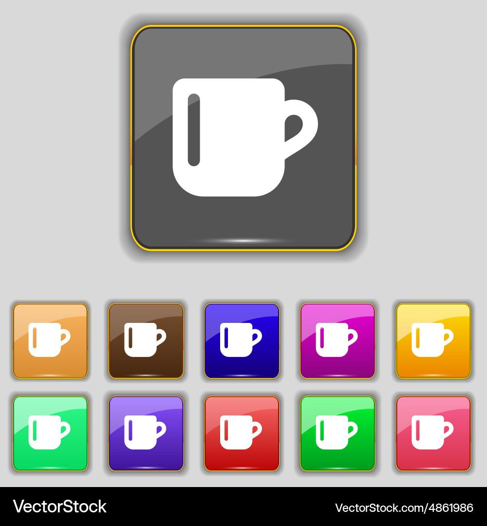 Cup coffee or tea icon sign set with eleven Vector Image