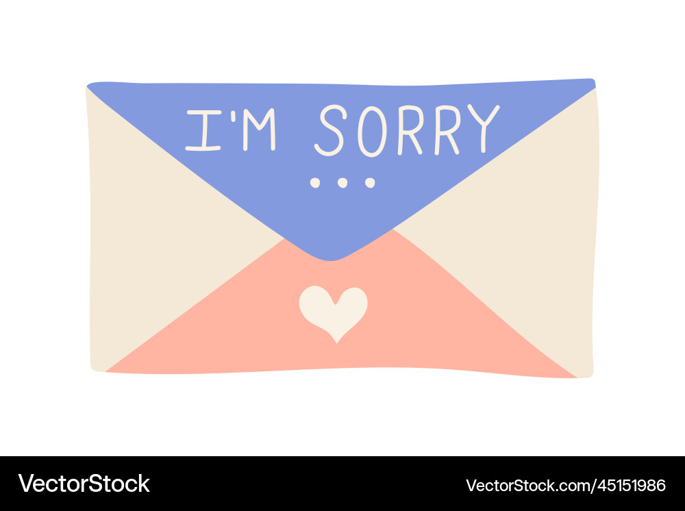 Envelope with the inscription sorry Royalty Free Vector