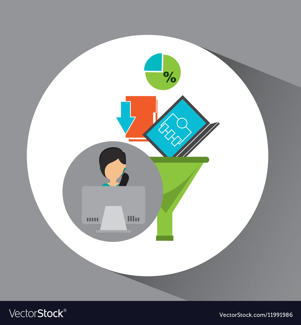 Girl black hair using computer data analysis Vector Image