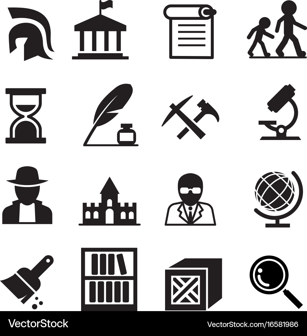 History archaeology icons Royalty Free Vector Image
