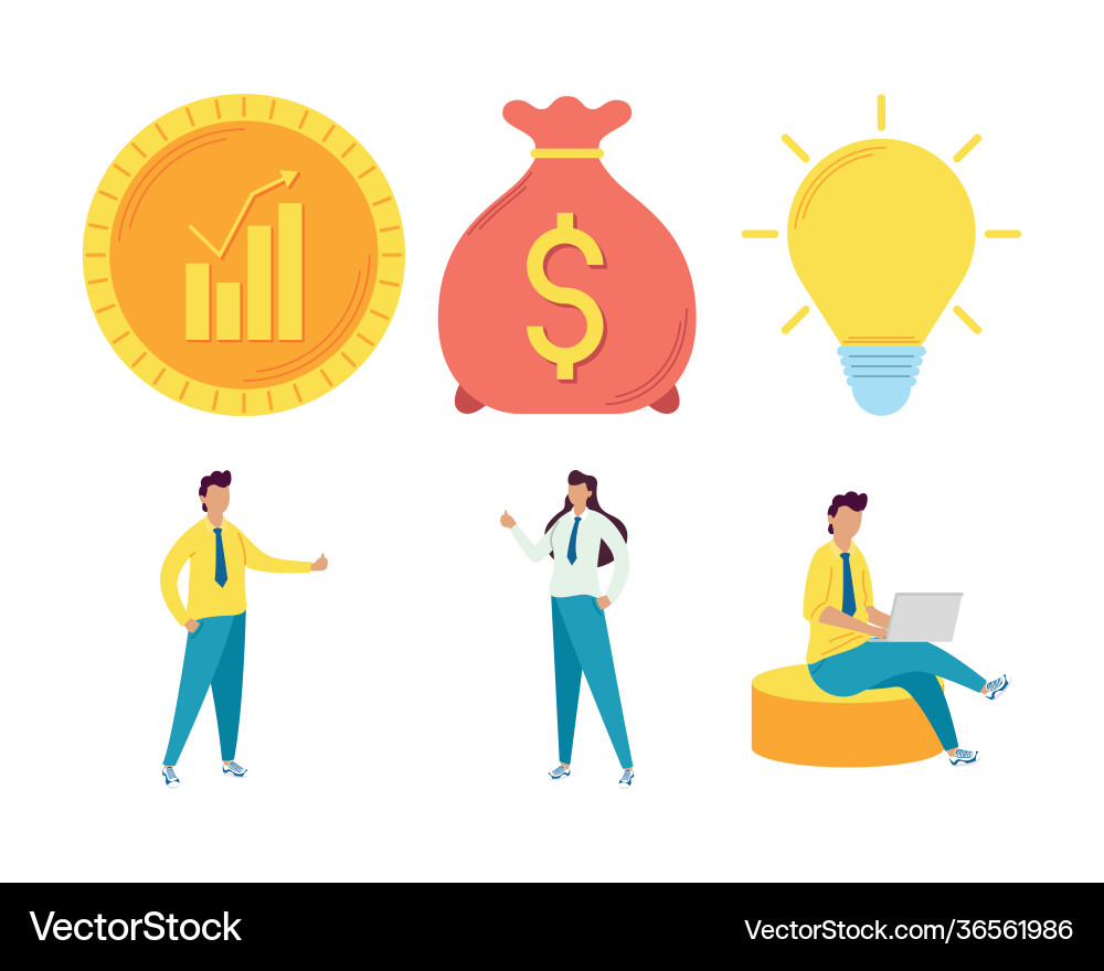 Invest six icons Royalty Free Vector Image - VectorStock