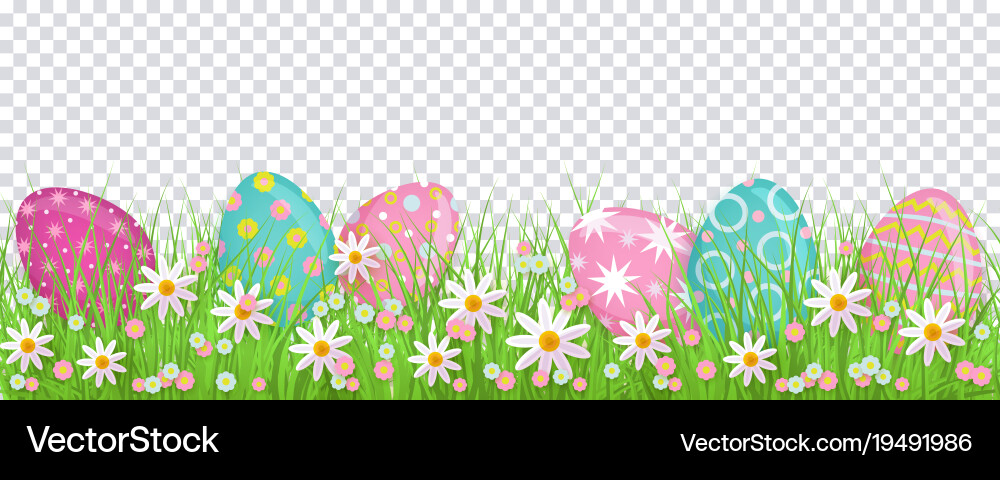 Painted egg in spring flowers easter decoration Vector Image