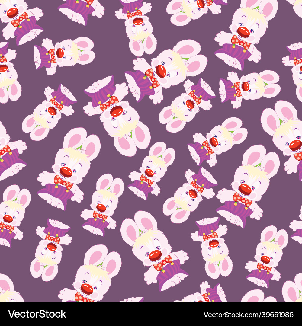 Pattern on a dark background pink toys hares Vector Image