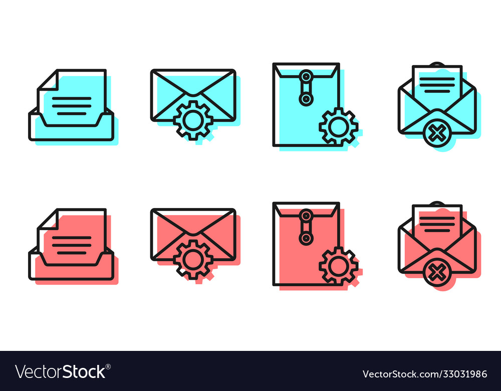 Set line envelope setting drawer with document Vector Image Set line envelope setting drawer with document Vector Image