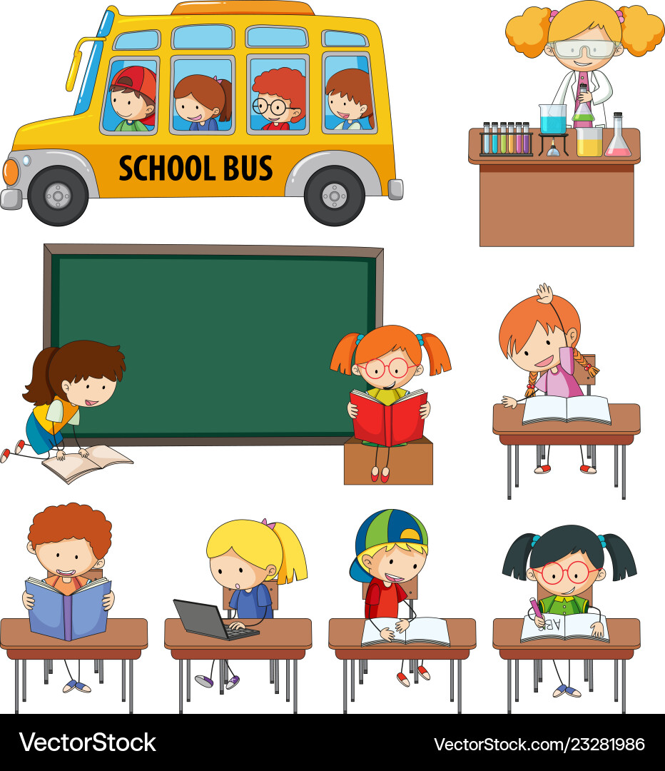 Set of doodle kids learning Royalty Free Vector Image