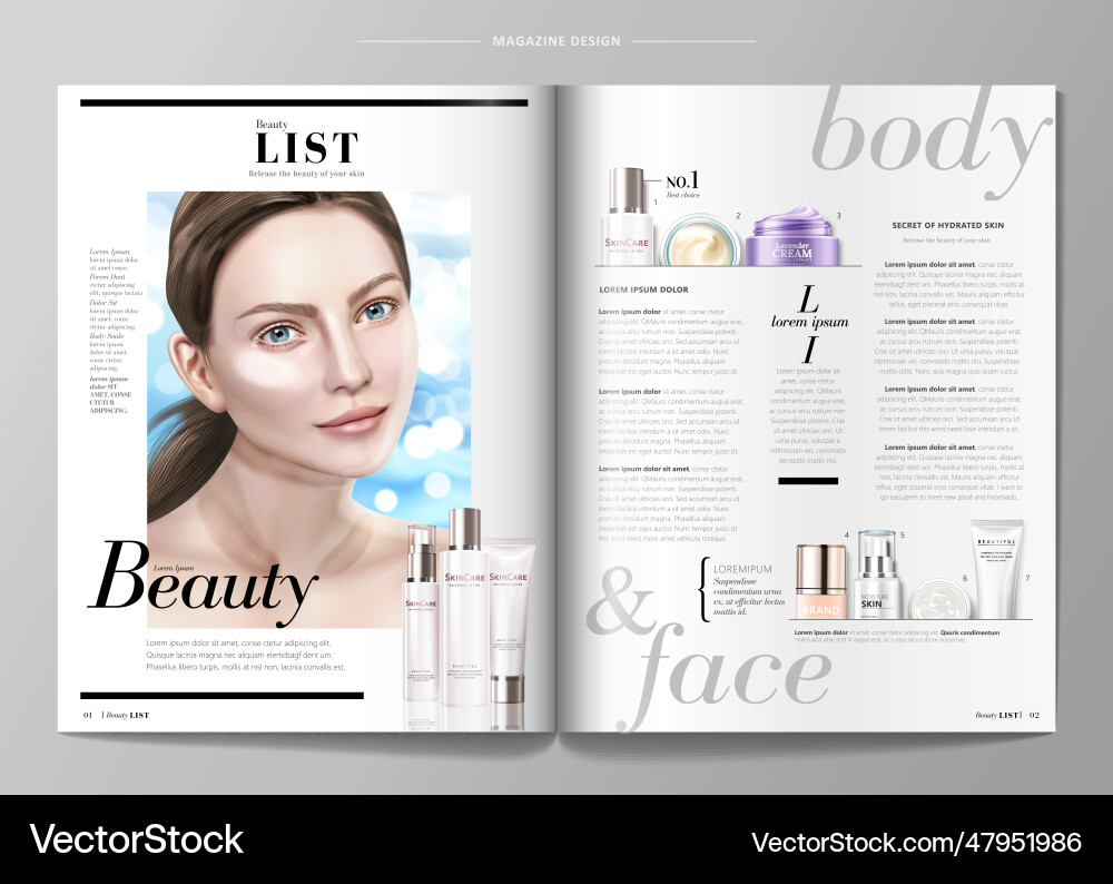 Skin care magazine Royalty Free Vector Image - VectorStock