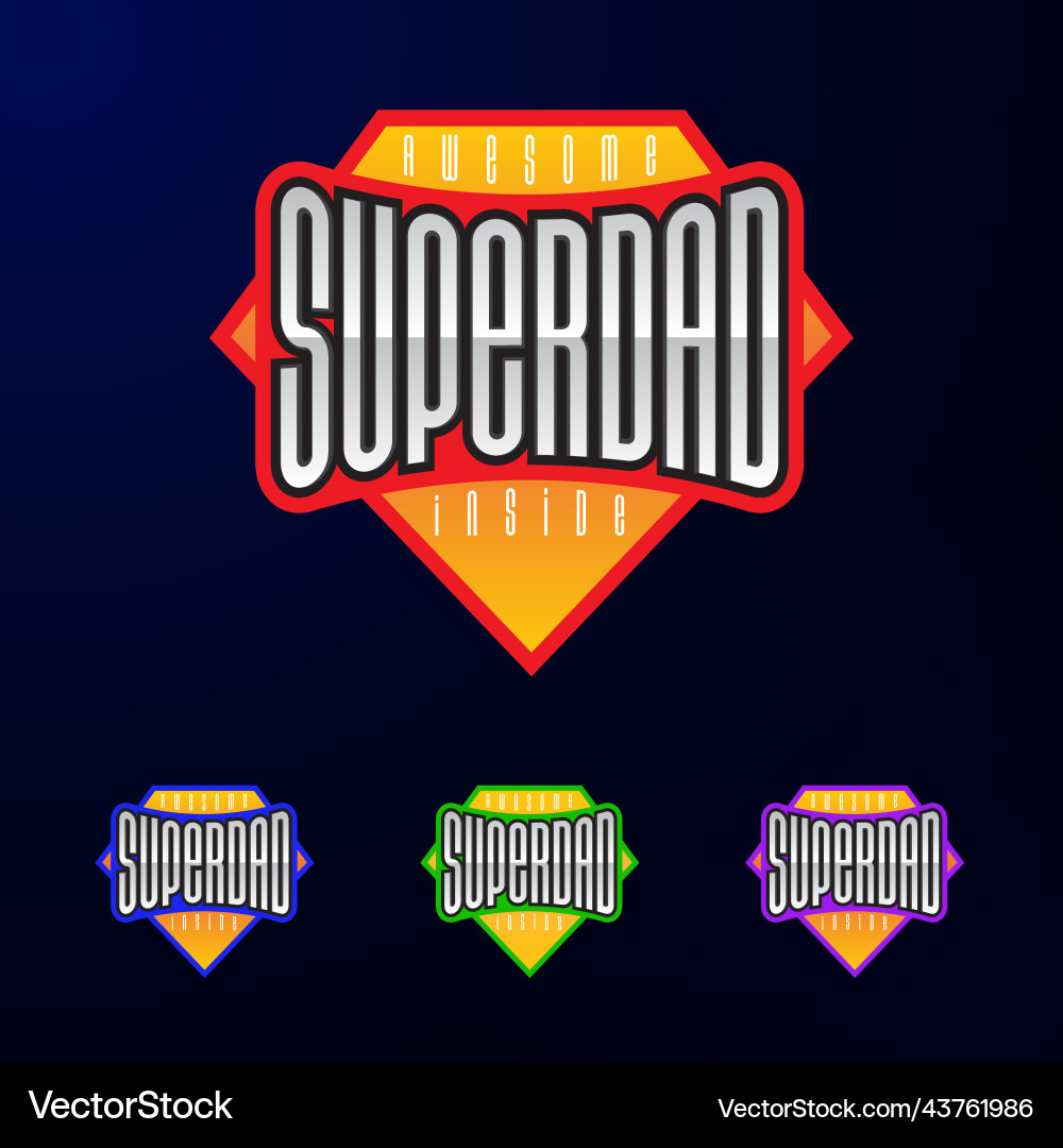 Sport emblem typography super dad hero logotype Vector Image
