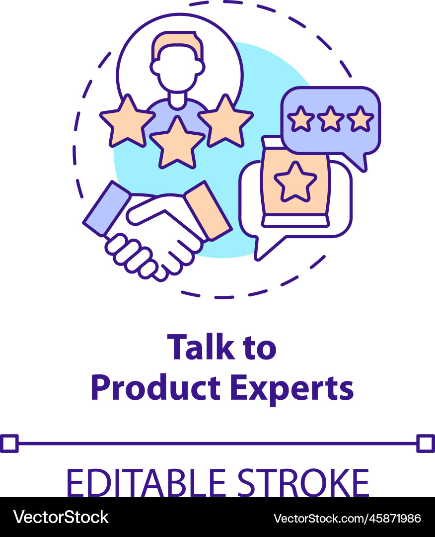 Talk to product experts concept icon Royalty Free Vector