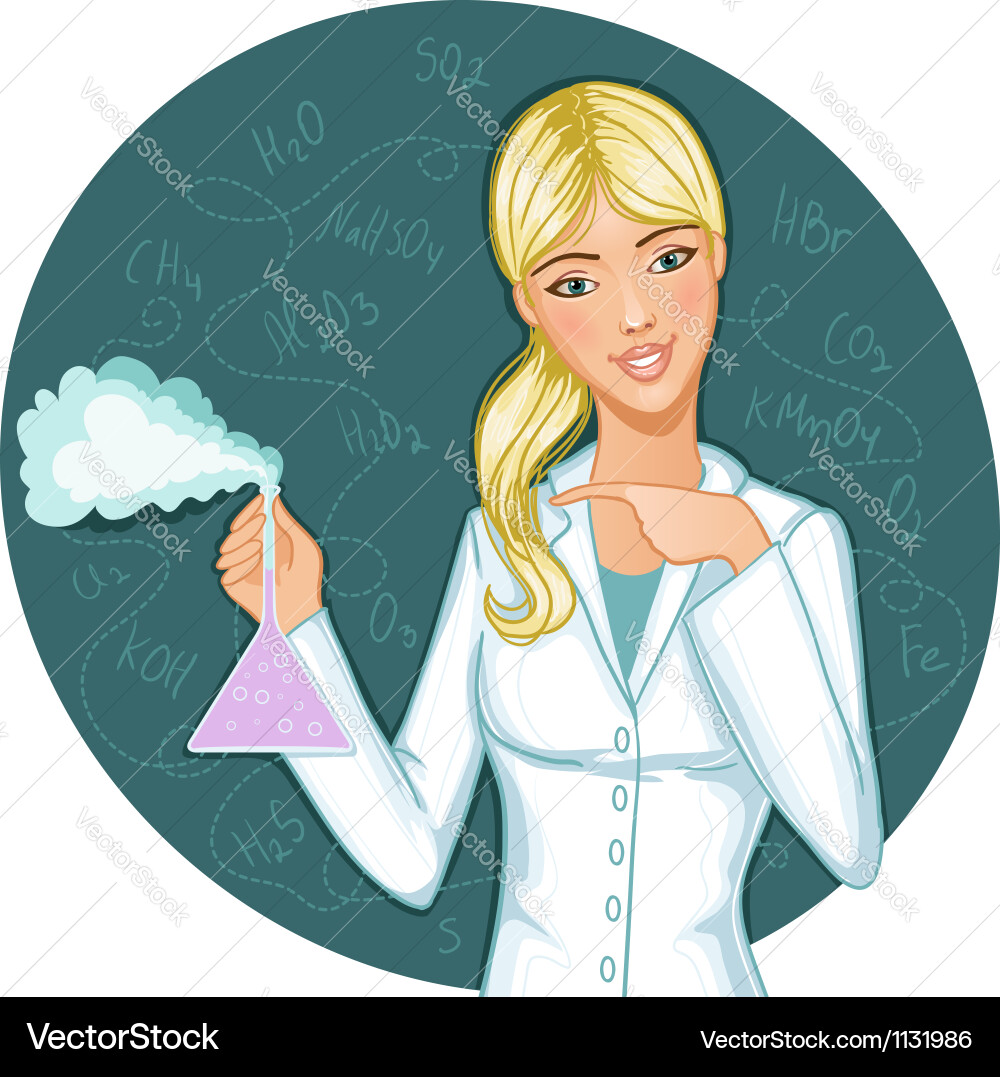 Woman with retort Royalty Free Vector Image - VectorStock