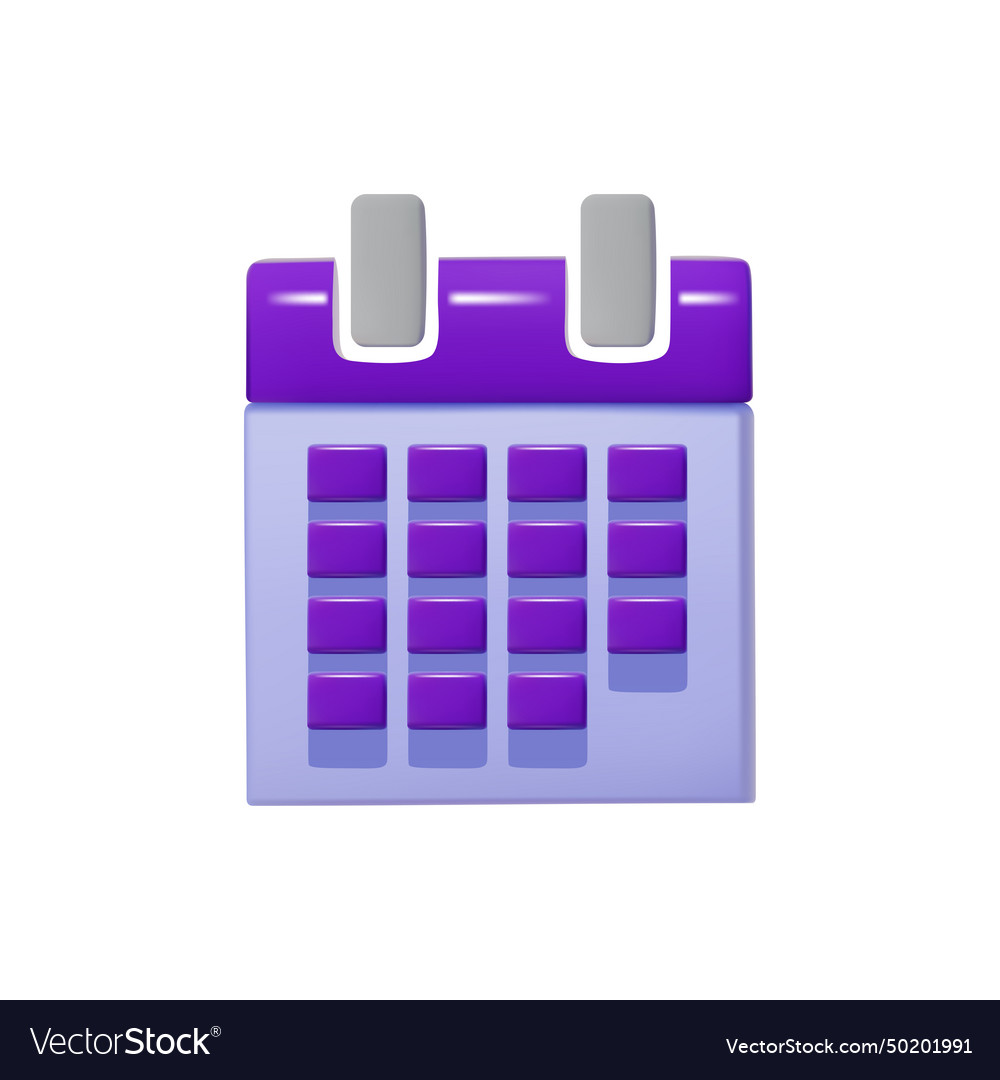 3d purple monthly calendar binder for time Vector Image