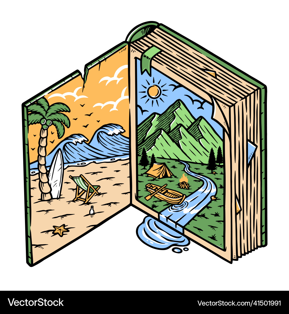 Adventure stories in old book Royalty Free Vector Image