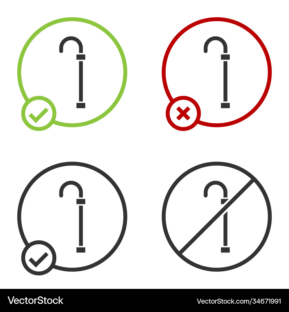 Black walking stick cane icon isolated on white Vector Image