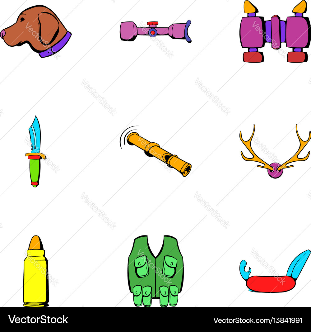 Chase icons set cartoon style Royalty Free Vector Image