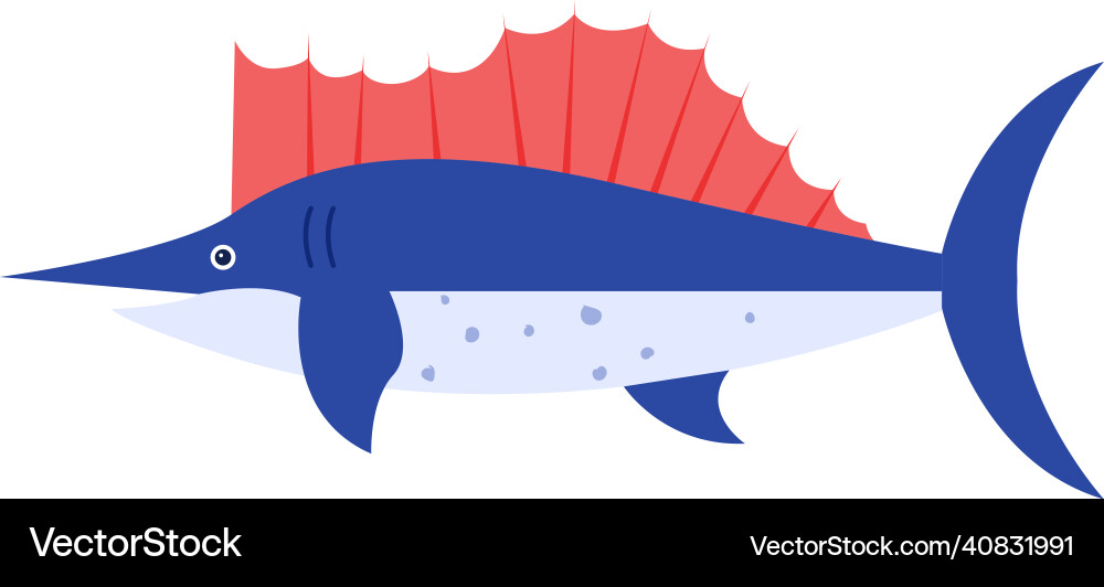 Cute fish with colored flipper cartoon design Vector Image
