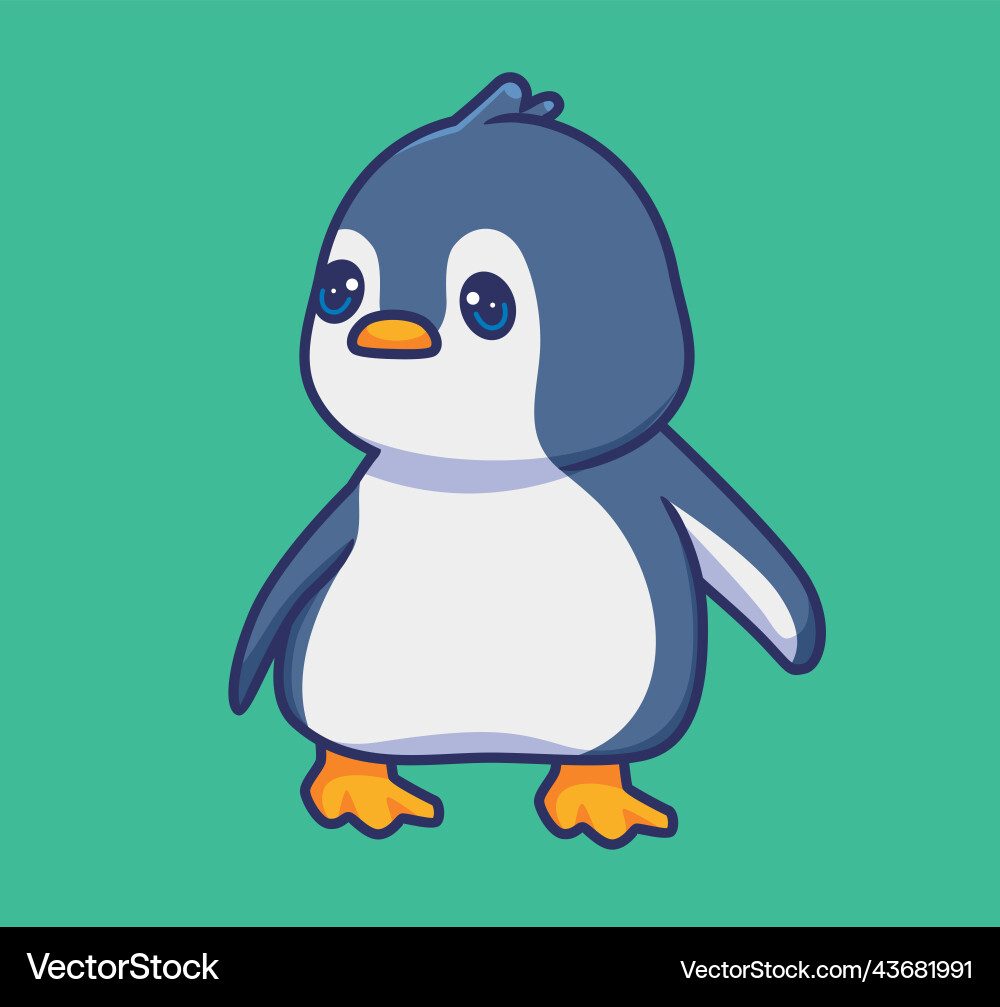 Cute penguin pose isolated cartoon animal flat Vector Image