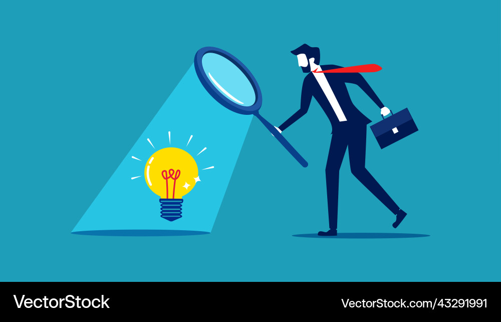 Discover ideas businessman looking at idea light Vector Image
