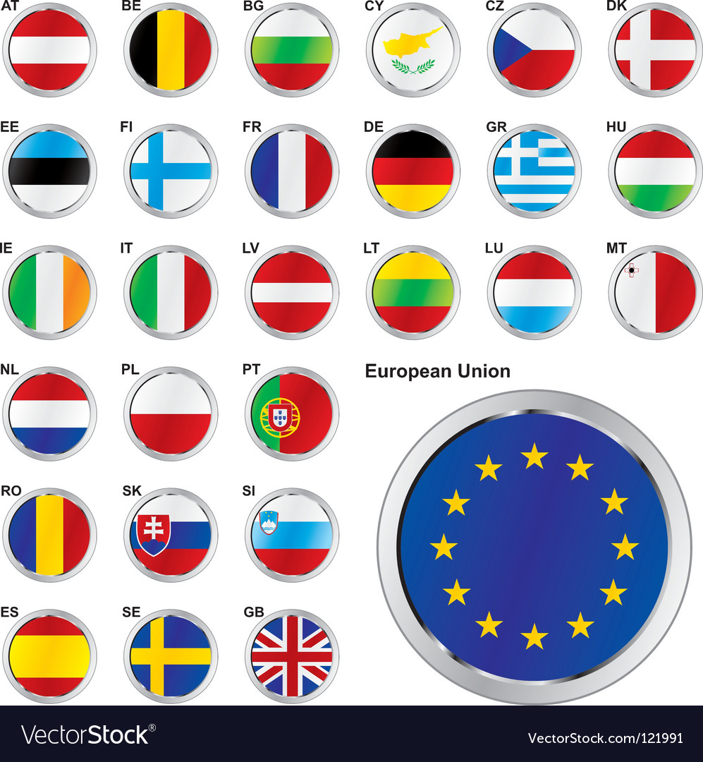 Eu flags Royalty Free Vector Image - VectorStock